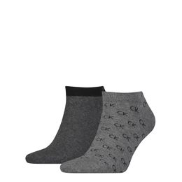 Herren Sneakersocken "CK MEN SNEAKER 2P ALL OVER LOGO", Calvin Klein Jeans, Gr. 39, grau, Baumwollmischung, Socken, 1x uni, 1x allover Logo mit