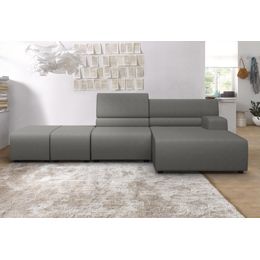 Ecksofa Egoitaliano, B:384cm H:80cm T:98cm, grau, Luxus-Micofaser Lederoptik (100% Polyester) ist ein neues technisches Gewebe mit einem visuellen
