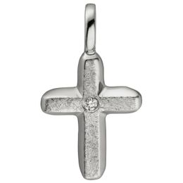 Jobo Damen Kreuzanh&auml;nger "Anh&auml;nger Kreuz Wei&szlig;goldkreuz 15 mm", SI = kleine Einschl&uuml;sse, Diamanten Wei&szlig;gold 585wei&szlig;gold 585, Diamanten, Wei&szlig;gold 585,