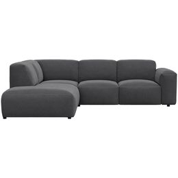 Ecksofa FLEXLUX, B:256cm H:73cm T:231cm, grau, 100% Polyester, Wohnzimmer, Sofas, "Lucera, super bequem durch hochwertigen Sitzaufbau mit