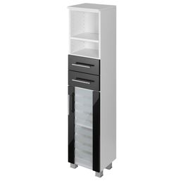 Midischrank Welltime, B:30cm H:130cm T:27cm, grau, Badezimmer, Schr&auml;nke, "Jaca", Breite 30 cm, mit MDF Hochglanz-Fronten