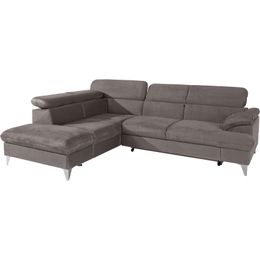 Ecksofa COTTA, B:256cm H:74cm T:208cm, grau, Kunstleder SOFTLUX;NaturLEDER (echtes Rindsleder);Microfaser PRIMABELLE (100% Polyester), Wohnzimmer,