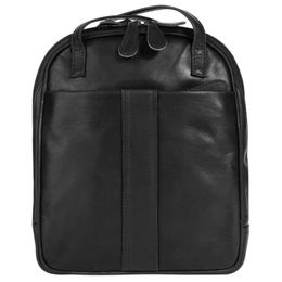 CLUTY Damen Cityrucksack, schwarz, Leder, Rindsleder, Retro, Rucks&auml;cke, echt Leder