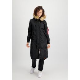 Damen Winterjacke "Long Fishtail W", schwarz, Gr. XS, Alpha Industries, Obermaterial: 100% Nylon. Futter: 100% Nylon. F&uuml;llung: 100% Polyester, Jacken