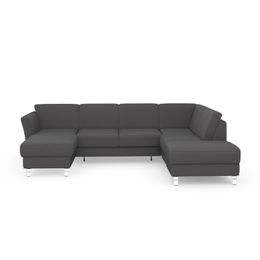 Sit & More Wohnlandschaft SIT & MORE, B:303cm H:87cm T:213cm, grau, Sofas, "Visby U-Form", Wahlweise mit Bettfunktion und Stauraum, frei im Raum stellbar