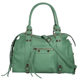 FORTY Damen Shopper, gr&uuml;n, Leder, leicht gl&auml;nzend, unifarben, Taschen, echt Leder, Made in Italy