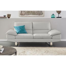 2,5-Sitzer Calia italia, B:201cm H:87cm T:97cm, grau, Leder BULL - 100% Leder;Leder SORRRENTO - 100% Leder, Sofas, "Dave, Sitzkomfort der
