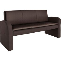 Hockerbank, B:182cm H:89cm T:67cm, braun, exxpo - SOFA FASHION, Strukturstoff (88%Polyester, 12% Nylon) mit Absatz Luxuskunstleder;Luxus-Microfaser