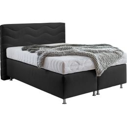 Boxspringbett, B:155cm L:210cm, schwarz, Westfalia Schlafkomfort, Bezug Bett: Microvelours (100% Polyester) oder Feinstruktur (100% Polyester);Bezug