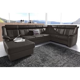 Sit & More Wohnlandschaft SIT & MORE, B:315cm H:98cm T:210cm, schwarz, Luxus-Microfaser Altara Nubuck (100% Polyester);Kunstleder SOFTLUX;NaturLEDER (echtes