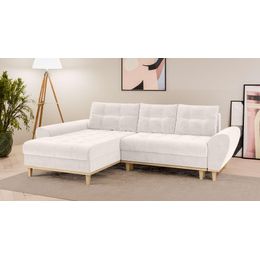Ecksofa Home Affaire, B:268cm H:86cm T:175cm, beige, 100% Polyester, Wohnzimmer, Sofas, "Ahrdorf mit Bettfunktion und Bettkasten, Ma&szlig;e: B/H/T
