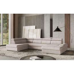Sit & More Wohnlandschaft SIT & MORE, B:345cm H:79cm T:213cm, grau, 100% Polyester, Sofas, "U-Form", mit verstellbaren Kopfteilen, wahlweise mit Bettfunktion