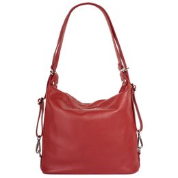 Samantha Look Damen Shopper, rot, Leder, leicht gl&auml;nzend, unifarben, Taschen, echt Leder, Made in Italy