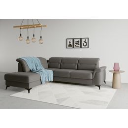 Sit & More Ecksofa SIT & MORE, B:251cm H:85cm T:220cm, grau, 100% Polyester, Wohnzimmer, Sofas, "Sinatra L-Form", mit Ottomane, optional mit Kopfteilverstellung