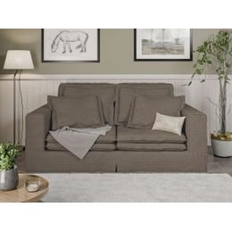 3-Sitzer Home Affaire, B:196cm H:95cm T:108cm, grau, 92% Polyester, 8% Nylon, Sofas, "ALISSAS BIS mit vielen Kissen, Biesen an den Kissen",