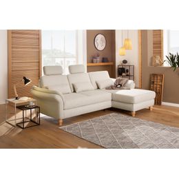 Ecksofa Home Affaire, B:266cm H:89cm T:164cm, beige, Struktur fein (100% Polyester);Struktur (100% Polyester);Luxus-Microfaser Lederoptik (100%