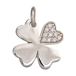 Jobo M&auml;dchen Kettenanh&auml;nger "Anh&auml;nger Gl&uuml;cksbringer Kleeblatt 14 mm", Silber 925 (Sterlingsilber)silber 925, wei&szlig;, Silber 925 (Sterlingsilber),