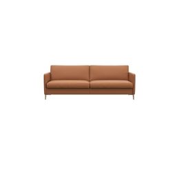 3-Sitzer FLEXLUX, B:214cm H:85cm T:92cm, braun, 100% Echteder, Sofas, "Fiore, super Sitzkomfort durch Kaltschaum im Sitz", schmale Armlehnen, F&uuml;&szlig;e