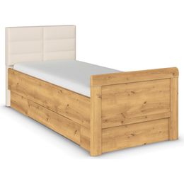 Stauraumbett Rauch, B:99cm H:100cm L:214cm, braun, Betten, "Bett Einzelbett Stollenbett Bettk&auml;sten EVELYN", in Komforth&ouml;he mit Polsterkopfteil sowie