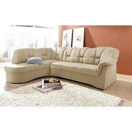 Ecksofa DOMO collection, B:241cm H:84cm T:178cm, beige, Kunstleder SOFTLUX;Luxus-Microfaser (100% Polyester);Struktur ( 90% Polyester, 10%