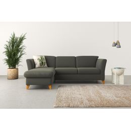 Ecksofa Home Affaire, B:249cm H:86cm T:162cm, grau, 100% Polyester, Wohnzimmer, Sofas, "Trelleborg L-Form", Federkern-Polsterung, wahlweise mit