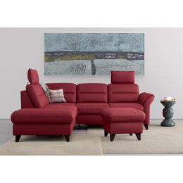 Sit & More Ecksofa SIT & MORE, B:253cm H:87cm T:212cm, rot, 100% Polyester, Wohnzimmer, Sofas, "Mellum L-Form", Federkern, wahlweise mit Bettfunktion, Stauraum