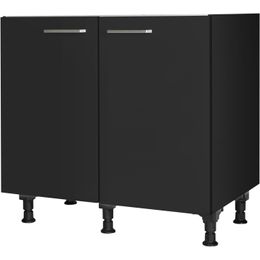 Sp&uuml;lenschrank Nobilia, B:90cm H:87cm T:58,3cm, schwarz, K&uuml;che, Schr&auml;nke, ""Touch", vormontiert, mit h&ouml;henverstellbaren Sockelf&uuml;&szlig;en", Breite 90 cm
