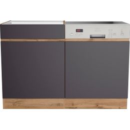 Sp&uuml;lenschrank KOCHSTATION, B:120cm H:82cm T:60cm, grau, Holzwerkstoff, K&uuml;che, Schr&auml;nke, "KS-Riesa", Breite 120 cm, MDF-Fronten