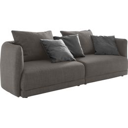 Big-Sofa DESIGNWERK, B:253cm T:100cm, grau, 100% Polyester, Sofas, "New York, anmutendes Designsofa", mit schmaler Arm- & R&uuml;ckenlehne