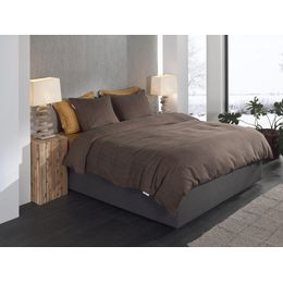 Bettw&auml;sche HECKETT & LANEcoffee quartz, coffee quartz, Flanell, Obermaterial: 100% Baumwolle, Bettw&auml;sche, "Spina", Fischgr&auml;t Muster, 100% Baumwolle