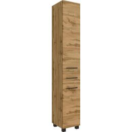 Seitenschrank Welltime, B:30cm H:180cm T:35cm, braun, MDF, Schr&auml;nke, "Chicago", Badm&ouml;bel, Schrank, Breite 30 cm, mit Softclose