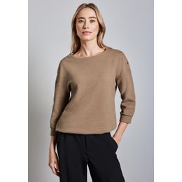 Street One Damen 3/4-Arm-Shirt, beige, Gr. 38, unifarben, Web, 64% Baumwolle, 30% Polyester, 6% Elasthan, Shirts, mit 3/4 &Auml;rmeln