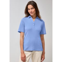 Cecil Damen Poloshirt, blau, Gr. XXL, unifarben, Web, 100% Baumwolle, Shirts, aus reiner Baumwolle