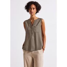 Street One Damen Blusentop, beige, Gr. 34, unifarben, Stoff, 100% Viskose, Blusen, mit Brusttaschen