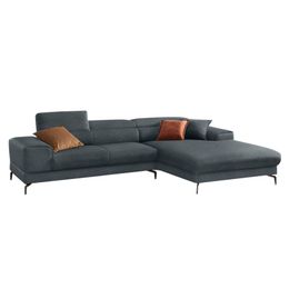 Ecksofa W.Schillig, B:303cm H:70cm T:193cm, blau, Chenille-Flachgewebe R66 (85% Polyester, 15% Nylon), Wohnzimmer, Sofas, "Piedroo, Designsofa mit
