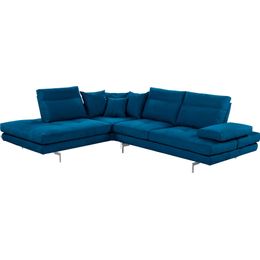 Ecksofa Calia italia, B:288cm H:90cm T:232cm, blau, Mikrofaser mit Nubuk Optik (100% Polyester), Wohnzimmer, Sofas, "Toby Wing, L-Form, Designsofa