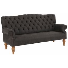 Chesterfield-Sofa Home Affaire, B:188cm H:93cm T:84cm, grau, Struktur fein (100% Polyester);Luxus-Microfaser Lederoptik (100% Polyester), Sofas,