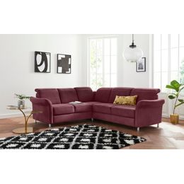 Sit & More Ecksofa SIT & MORE, B:249cm H:83cm T:229cm, rot, Wohnzimmer, Sofas, "Darwin L-Form", inklusive Federkern, wahlweise mit Kopfteilverstellung,