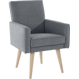 Sessel, B:64cm H:89cm T:67cm, silber, exxpo - SOFA FASHION, Wohnzimmer, Sessel, "Lungo, Loungesessel mit moderner Kedernaht, bequem und elegant",