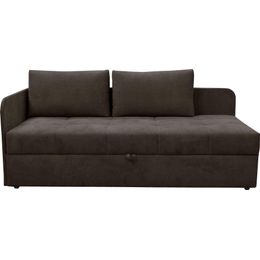 Schlafsofa Alina, B:205cm H:73cm T:95cm, braun, Struktur fein XBO (100% Polyester), Jugendzimmer, Sofas, "Marla", inkl. Stauraum & 2 R&uuml;ckenkissen,