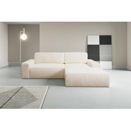 Ecksofa WERK2, B:267cm H:85cm T:165cm, beige, 100% Polyester, Wohnzimmer, Sofas, "Rotterdam-L, kuschelweicher Cord oder Breitcord, L-Form, Breite 267