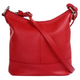 CLUTY Damen Umh&auml;ngetasche, rot, Leder, leicht gl&auml;nzend, unifarben, Taschen, echt Leder, Made in Italy