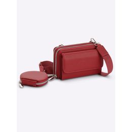 Heine Damen Schultertasche, rot, Viskosemischung, unifarben, Taschen