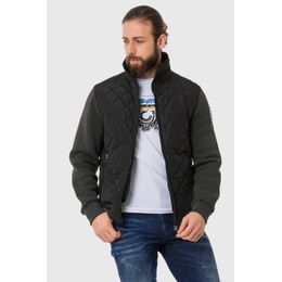 Cipo & Baxx CIPO & BAXX Herren Outdoorjacke "Jacke", schwarz, Gr. S, gemustert, 70% Baumwolle, 30% Polyester, Jacken, mit Sweat&auml;rmeln