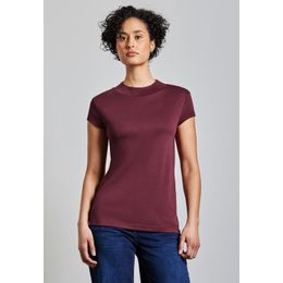 Street One Damen T-Shirt, rot, Gr. 46, unifarben, Web, 50% Baumwolle, 50% Modal, Shirts, mit Turtleneck