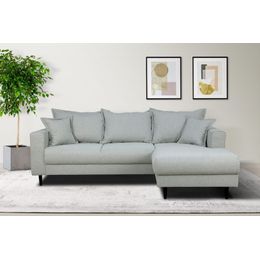 Ecksofa Home Affaire, B:230cm H:76cm T:150cm, grau, 100% Polyester, Wohnzimmer, Sofas, "VEYRAS L-Form, hoher Sitzkomfort, Ma&szlig;e B/T/H: 230/150/76 cm",