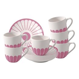 Villeroy & Boch VILLEROY & BOCH Tasse "Espressotassen mit Untertassen Fleur Couleur 70 ml 6er Set", &Oslash; 11,7cm x 8cm, 70ml, 6, pink, Trinkgef&auml;&szlig;e, Sp&uuml;lmaschinenfest,
