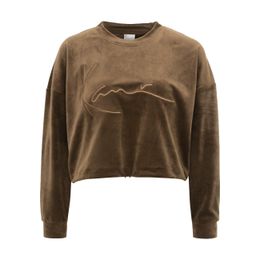 Karl Kani Damen Sweater "Karl Kani Damen KW214-045-1 Signature Velvet Crop Crew brown"braun, Gr. S, 80% Baumwolle, 20% Polyester, Sweatshirts