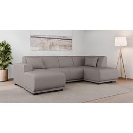 Wohnlandschaft Home Affaire, B:300cm H:85cm T:162cm, grau, 100% Polyester, Sofas, "BORNHOLM U-Form mit Recamiere rechts/links, B/T/H: 300/162/85 cm",