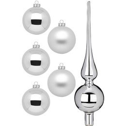 MAGIC BY INGE Weihnachtsbaumkugel "Frosty Silver, Weihnachtsdeko, Christbaumschmuck", 6cm, bunt, Weihnachtsbaumkugeln, Christbaumkugeln aus Glas, 45